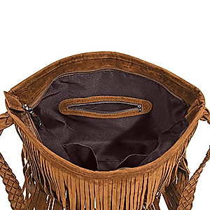 Ayliss® Hippie Suede Fringe Tassel Messenger Bag Women Hobo Shoulder Bags Crossbody Handbag,Brown