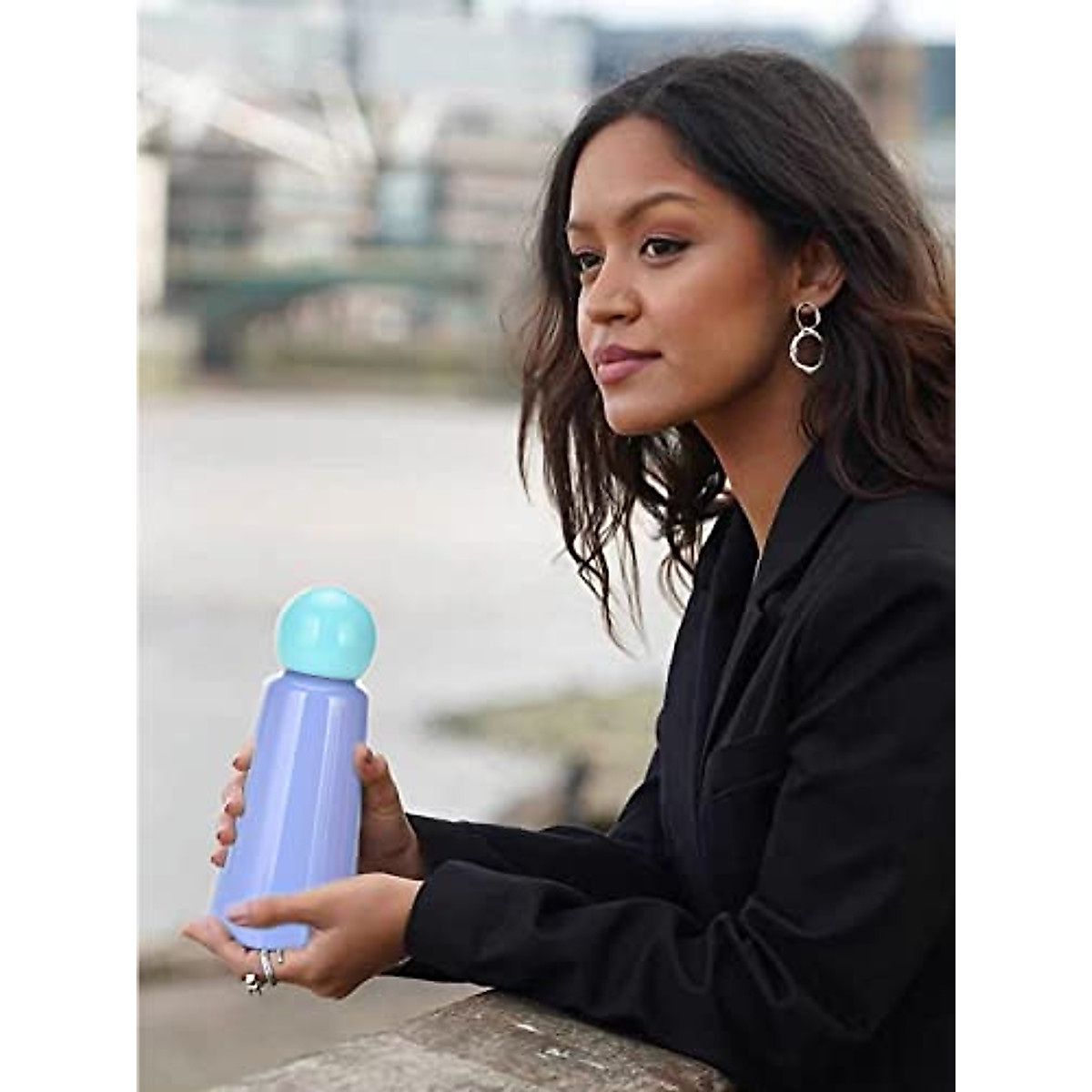 FAFAXOXO 17 oz About 500 ML Stainless Steel Water Bottle - Vacuum Insulated Water Bottle -Hot&cold Drink Metal Water Flask,BPA Free (Blue purple)