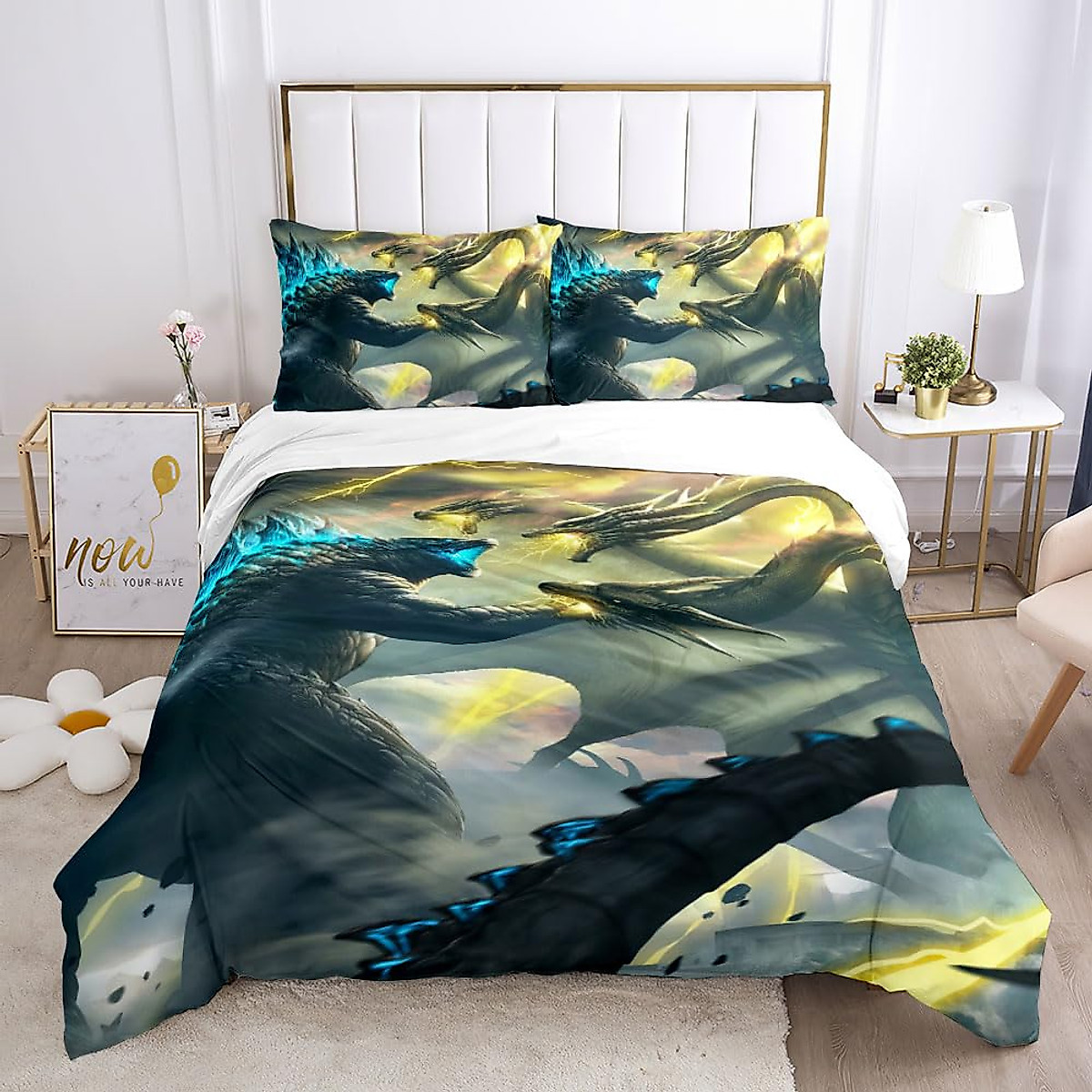 sonicpony Men Duvet Cover Set Twin Full Size Dinosaur Comforter Cover Bedding Set Soft Microfiber 1 Piece Duvet Cover with Zipper Closure 2 Pieces Pillow Shames No Comforter (Dino25, Twin)