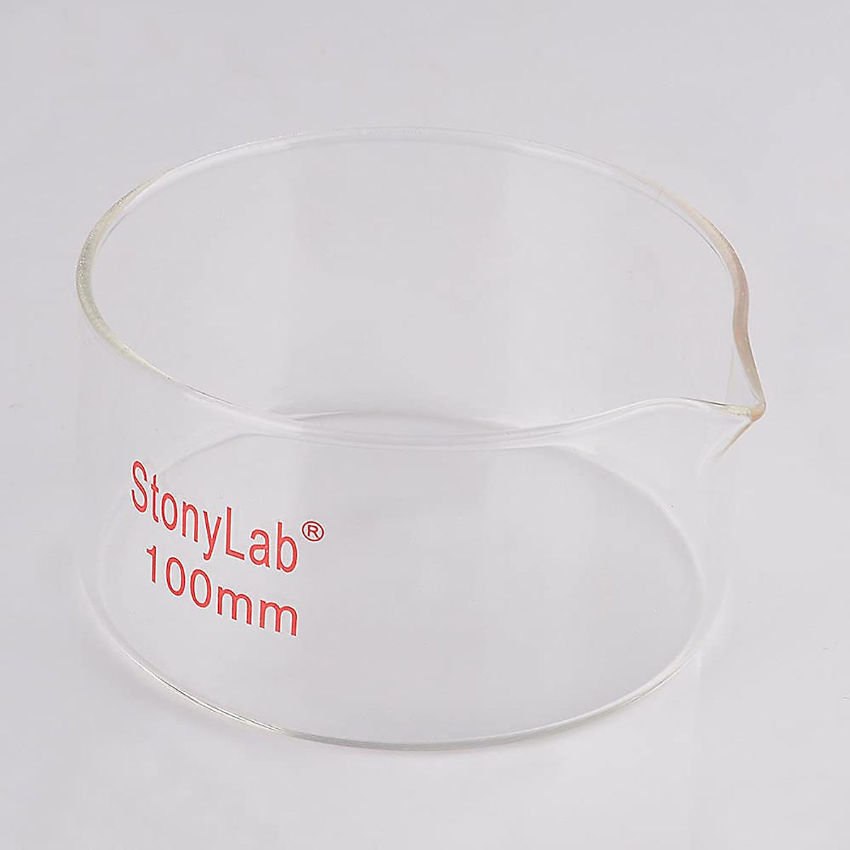 stonylab Crystallizing Dish with Spout and Heavy-Duty Rim, Borosilicate Glass Reusable Crystallizing Dishes for Crystallization and Evaporation, 300ml Capacity OD 100mm
