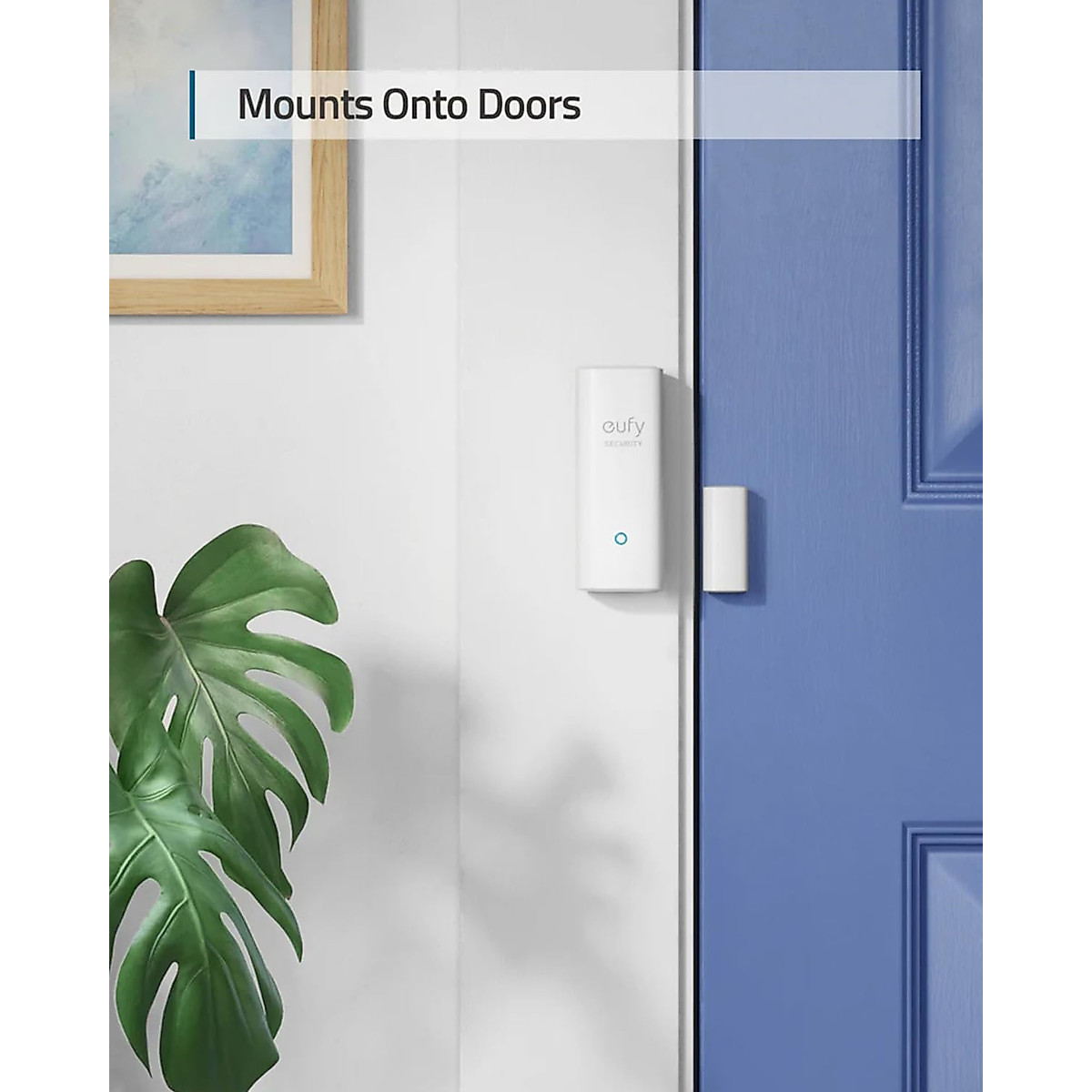 eufy Security Entry Sensor, Detects Opened and Closed Doors or Windows, Door Monitoring, Sends Alerts, Triggers Siren, 2-Year Battery Life, Indoor Use Only, Requires HomeBase, 24/7 Monitoring Optional