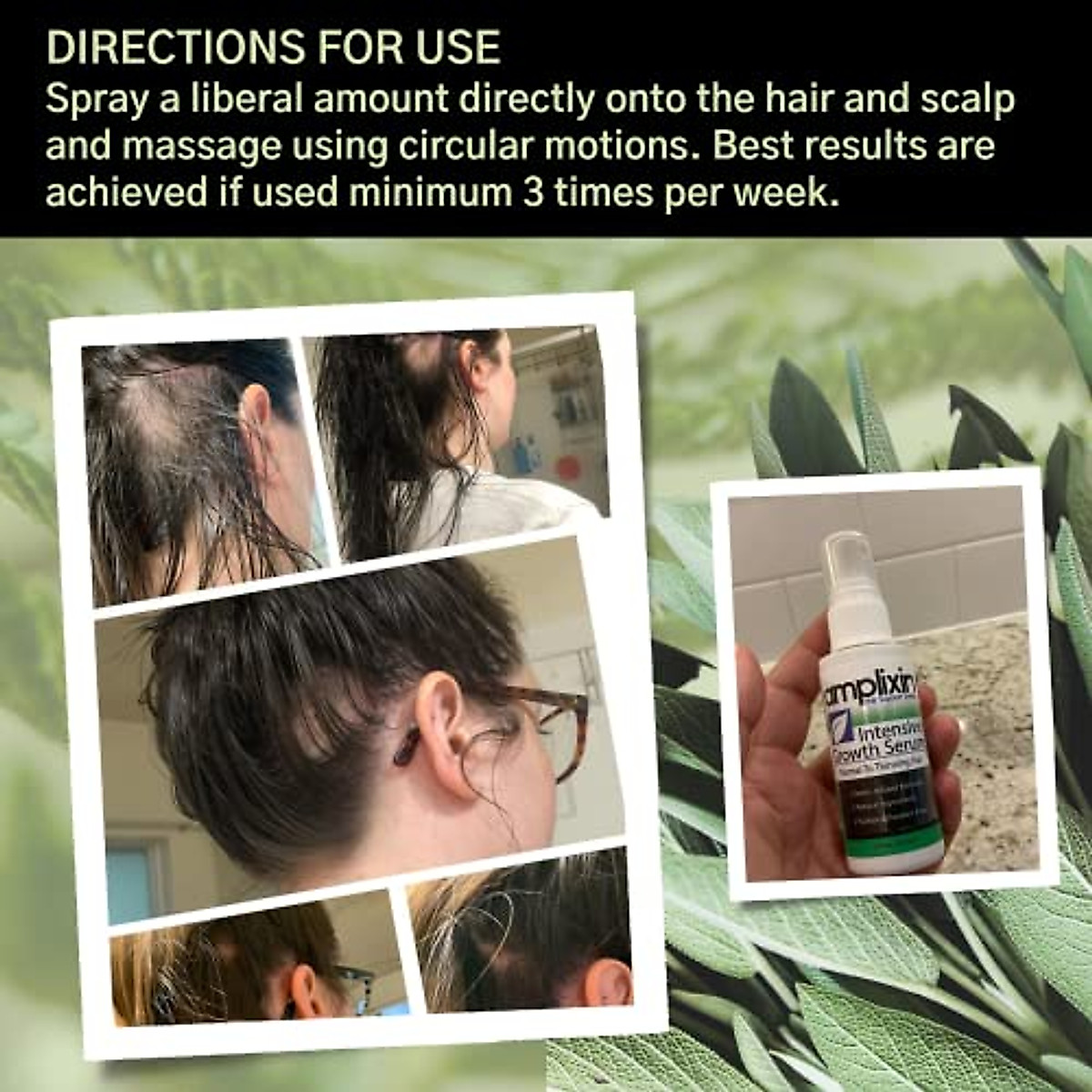 Intensive Biotin Hair Growth Serum - Spray - Hair Loss, Receding Hairline & Pattern Baldness Treatment For Women & Men With Thinning Hair - Dht Blocker - Sulfate-Free by Amplixin (2oz)