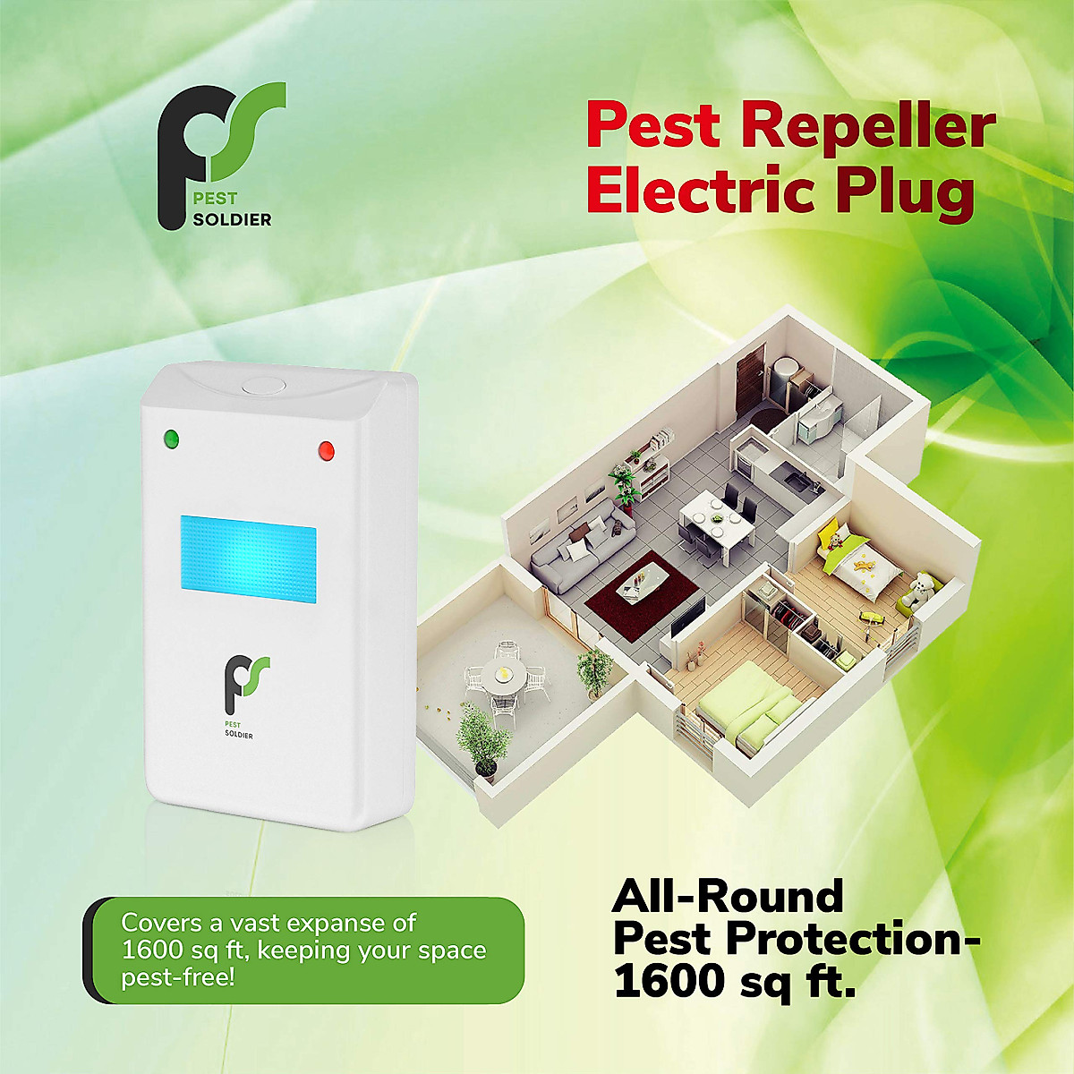 CraveGreens - Pest Soldier - Electronic Plug Ultrasonic Pest Control Repeller for Insects - White, Set of 4