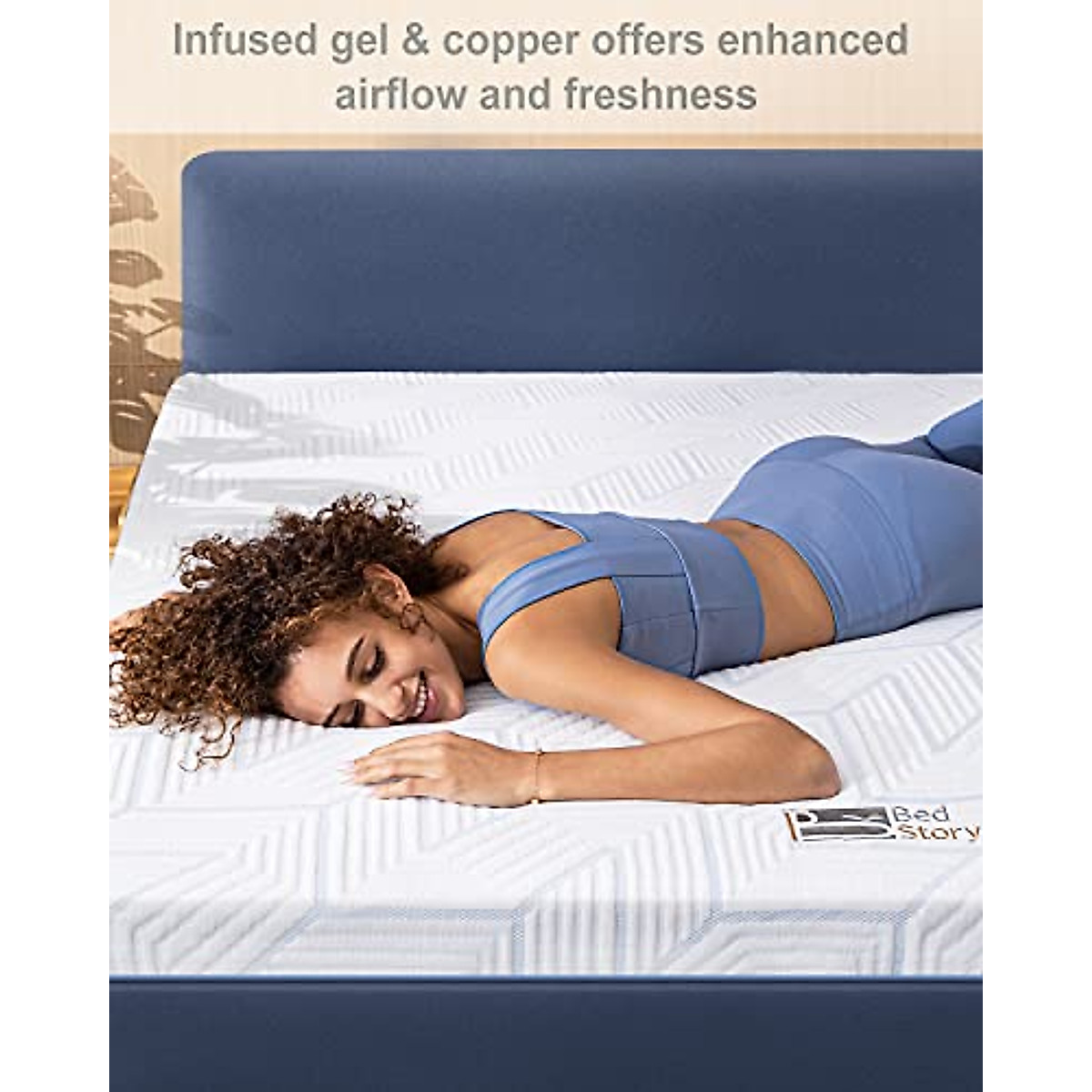 BedStory 4 Inch Memory Foam Mattress Topper Queen, Gel & Copper Infused Bed Toppers, Medium Firm Foam Mattress Pad with Breathable Removable Cover