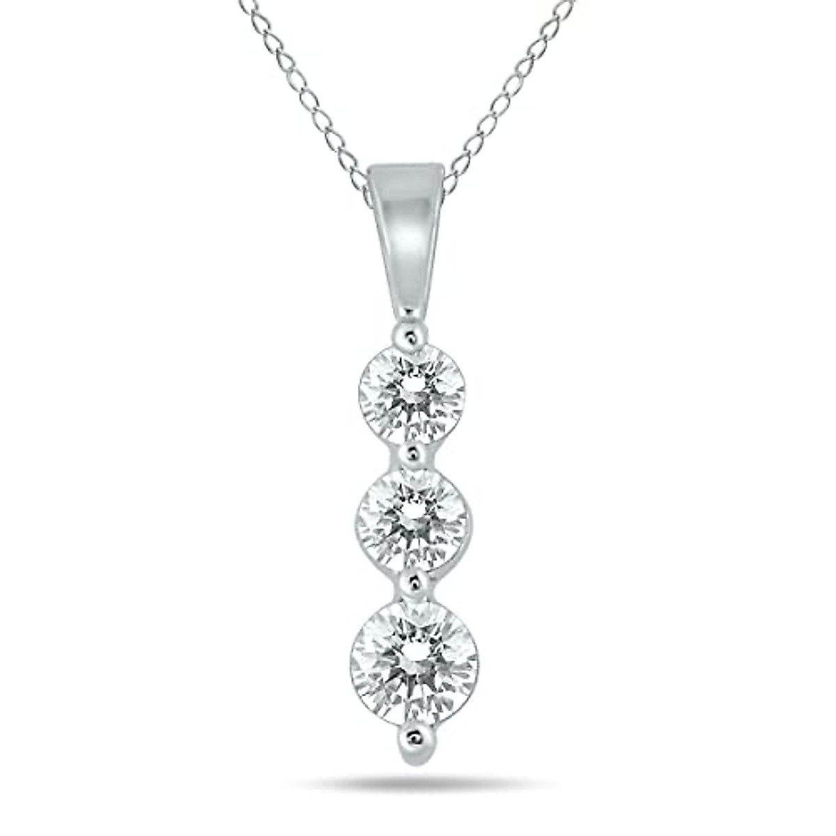 1/2 Carat TW Three Stone Diamond Pendant in 10K White Gold