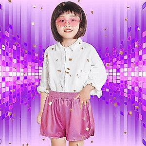 Bskifnn Metallic Shorts with Heart Shape Sunglasses Glitter Shorts for Party,Yoga,Hallowen,Cosplay