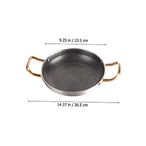 WATIIFUFU Stainless Steel Hong Style Honeycomb Griddle Thickened Seafood Crayfish Rice Pot Creative Double Ear Plate Pan (26cm) Fry Pan Non Stick Frying Pans Honeycomb Skillet