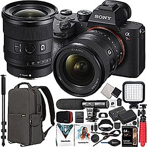 Sony a7R III Mirrorless Full Frame Camera Body + 20mm F1.8 G Lens FE Large Aperture Wide Angle SEL20F18G ILCE-7RM3A/B Bundle with Deco Gear Backpack + Microphone + LED + Monopod and Accessories Kit