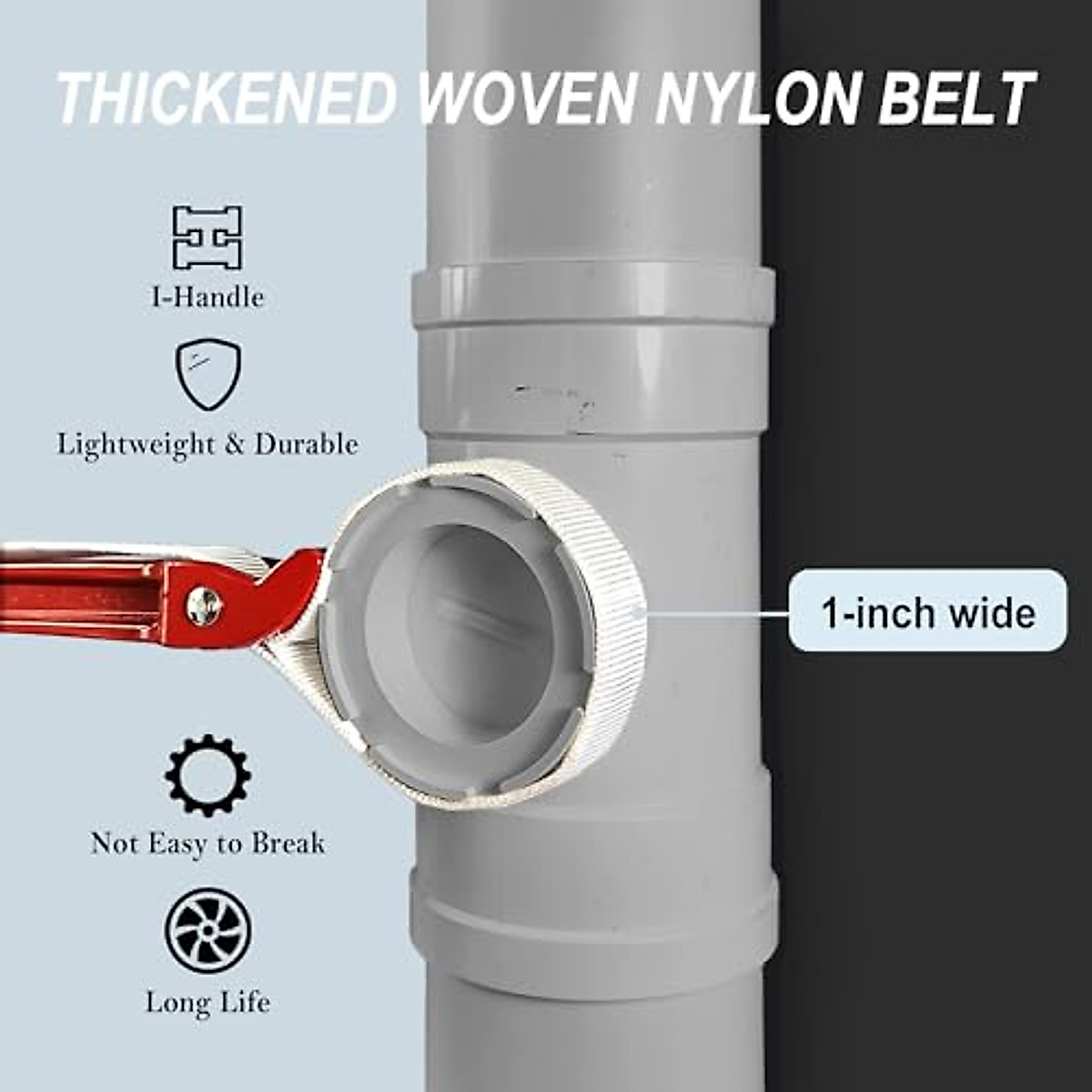 Pipe Strap Wrench,12-inch Capacity Adjustable Strap Wrench