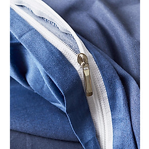 SUSYBAO Gradient Patterned Duvet Cover King 100% Cotton Sky Blue Duvet Cover 3 Pieces Set 1 Neutral Blue and White Duvet Cover with Zipper Ties 2 Pillowcases Luxury Navy Bedding Set Soft