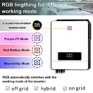Y&H 8.2KW On/Off Grid Solar Hybrid Inverter Built-in 160A Charge Controller PV Max 500V Input DC48V to AC230V Pure Sine Wave Inverter for Home Energy Storage RV Shed Off-Grid System