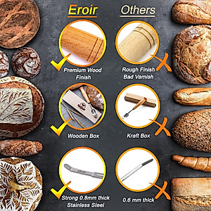 EROIR Hand Crafted Bread Lame Dough Scoring Tool in Wooden Storage Box for Sourdough Bread Baking - Dough Scoring Knife with 10 Extra Blades and a Protective Leather Cover