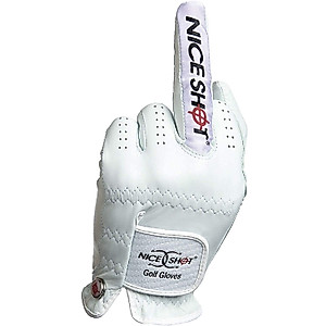 Nice Shot The Bird Golf Glove in White Cabretta Leather Men's Right Hand - XLarge