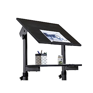 Mount-It! Mobile Stand Up Desk, Portable Podium and Presentation Lectern Height-Adjustable Multi-Purpose Standing Workstation,Black.