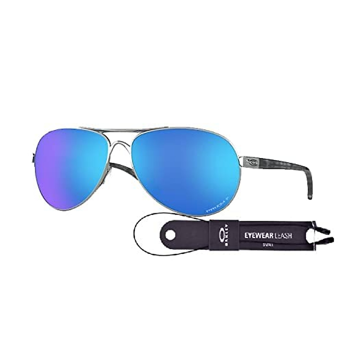 Oakley Feedback OO4079 407933 59M Polished Chrome/Prizm Sapphire Sunglasses for Women + BUNDLE Accessory Leash Kit+ BUNDLE with Designer iWear Eyewear Kit