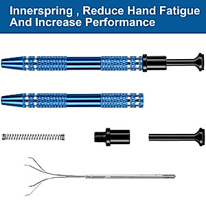 ANCIRS 3 Pack Stainless Steel 4-Claw Pick up Tool for Small Parts Pickup, 4 Prongs Grabber for Tiny Objects in Home, Office - IC Chip, Electronic Components, Nails Clamping- Gold & Silver & Blue