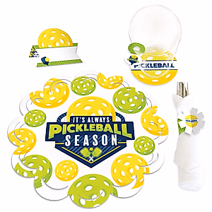 Big Dot of Happiness Let’s Rally - Pickleball - Birthday or Retirement Party Paper Charger and Table Decorations - Chargerific Kit - Place Setting for 8