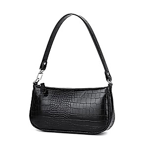 Shoulder Bags for Women, Retro Classic Tote HandBag Crocodile Pattern Clutch Purse with Zipper Closure