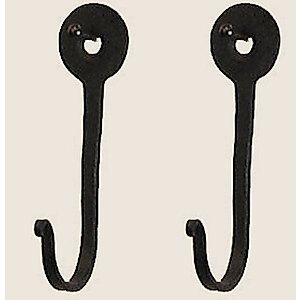Horse Shoe Nail Hooks Set of 2 - Decorative Wall Hooks - Black Metal