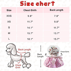 Idepet Dog Dress Love You Mom, Mother's Day Dog Dresses Puppy Skirt Pet Apparel Daisy Sleeveless Holiday Clothes for Small Dogs Girls and Cats, Pink Plaid, Medium
