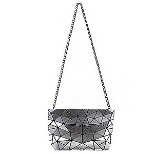 Danse Jupe Womens Geometric Purse Holographic Chain Crossbody Bag Clutch Purse Silver