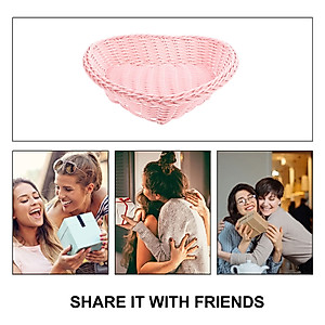 Cabilock Basket Weaving Kit Heart Shaped Basket Plastic Woven Storage Baskets Open Storage Bins Candy Bowl Bread Holder Table Centerpiece for Snack Fruit Candy Pink Basket Weaving