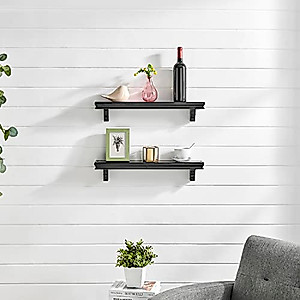 Danya B. Decorative 24" Floating Wall Décor Display Ledge Shelves – (Set of 2) (Black)