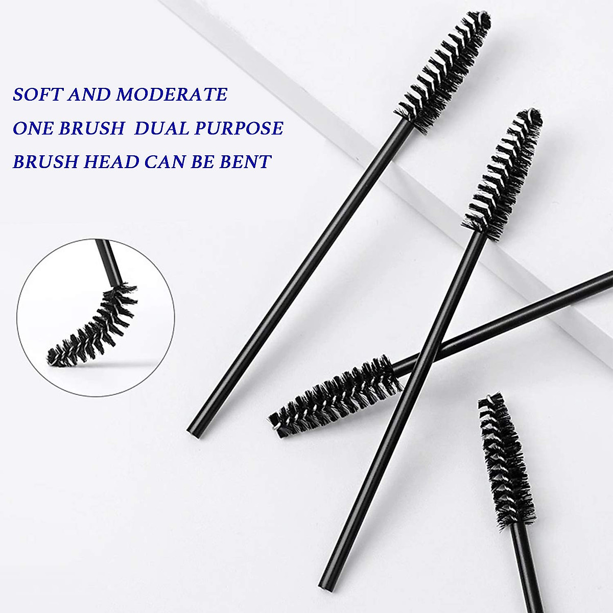 GUMIKE 100 Pcs Disposable Eyelash Mascara Brushes for Eye Lashes Extension Eyebrow and Makeup (Black)