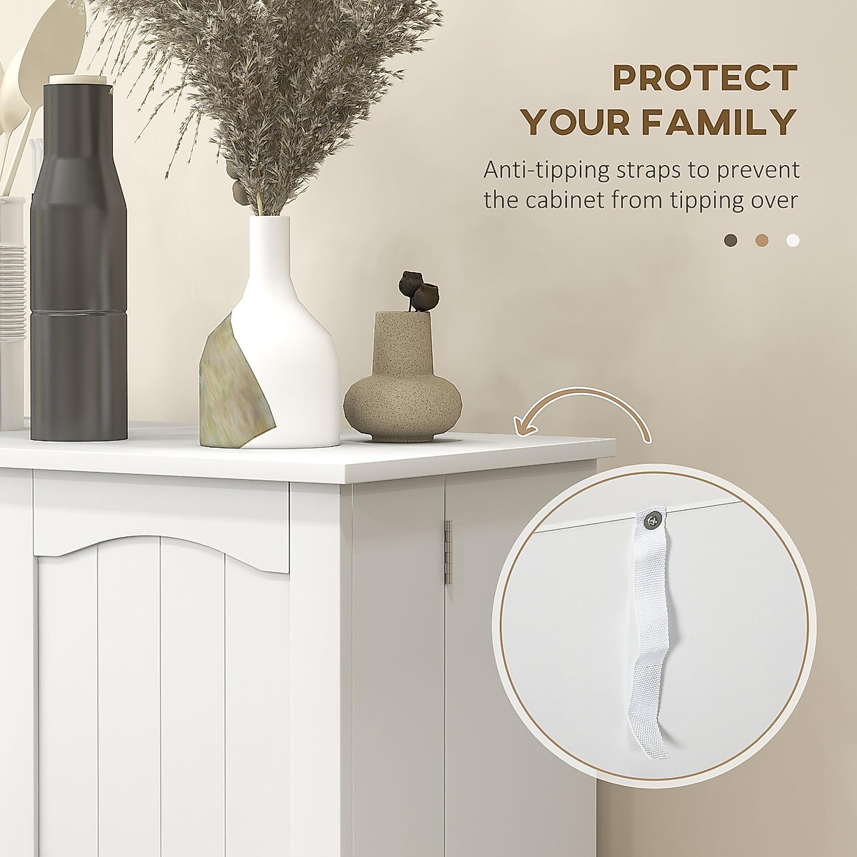 HOMCOM 41" Kitchen Pantry Storage Cabinet, Freestanding Kitchen Cabinet with 12 Door Shelves, Double Doors, 5-Tier Shelving and Adjustable Shelves, Paper White