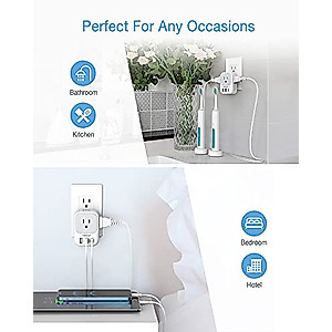 USB C Fast Charger, 20W PD USB Plug Adapter, TESSAN 3 USB Wall Charger Multiports (1 USB C Port), Cube Charging Station for Cruise, Home, Office, Dorm Essentials