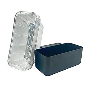 Meatender Replacement Grease Cup/Drip Catcher Pan for Blackstone Griddles 17'' 22'' 28'' 30'' 36'' and A Dosen of Disposable Aluminum Foil Liners Tray (Short Hook)