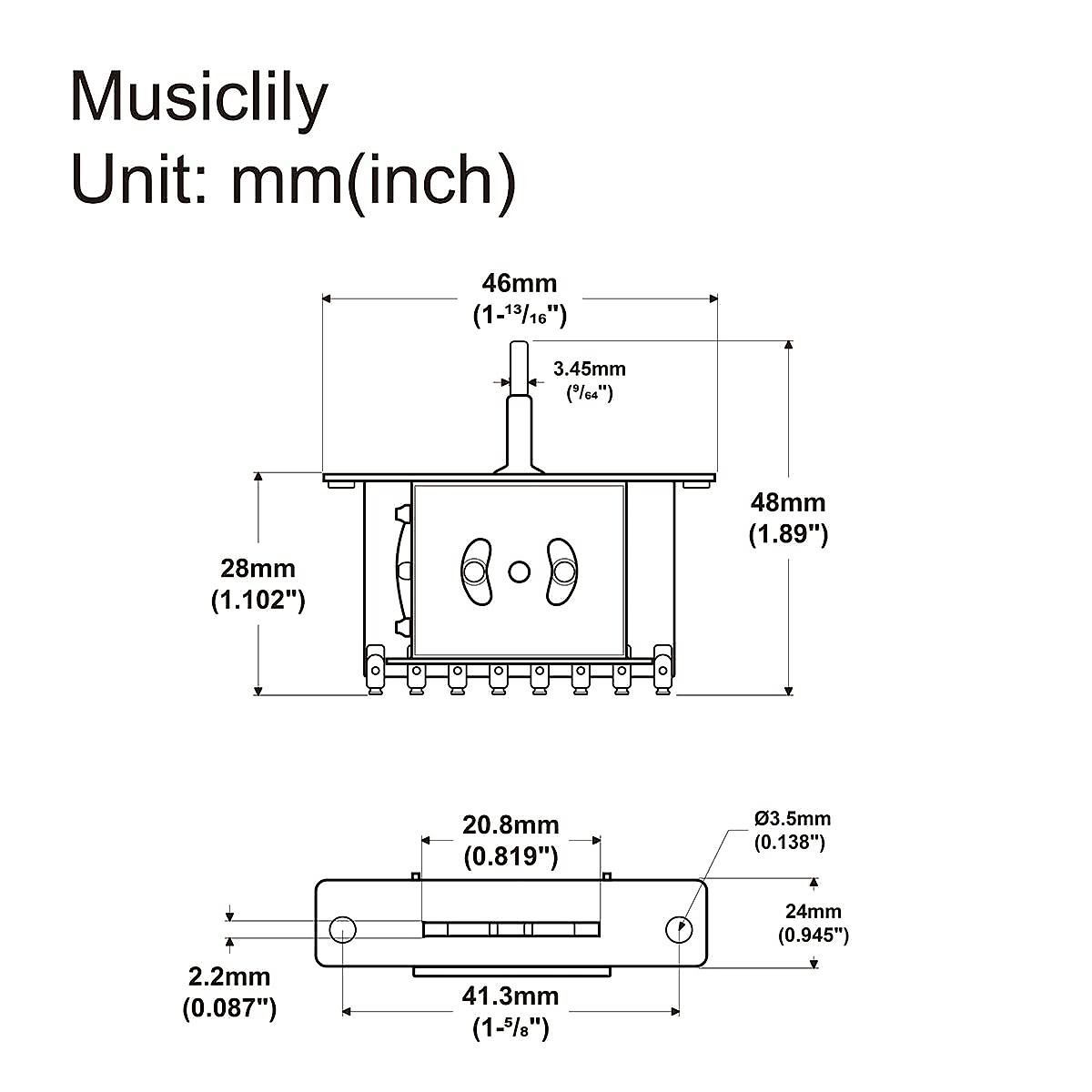 Alpha 3-Way Guitar Pickup Lever Switch Pickup Selector Switch for Import Tele Style Electric Guitar