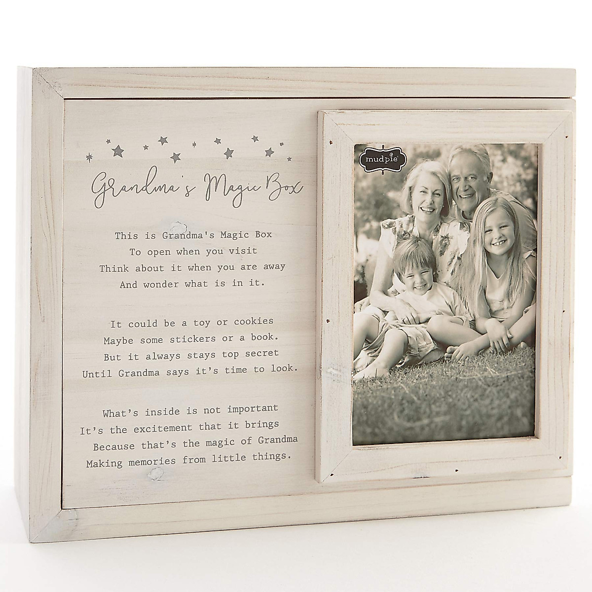 Mud Pie Keepsake Grandma's Magic Wooden Box, White