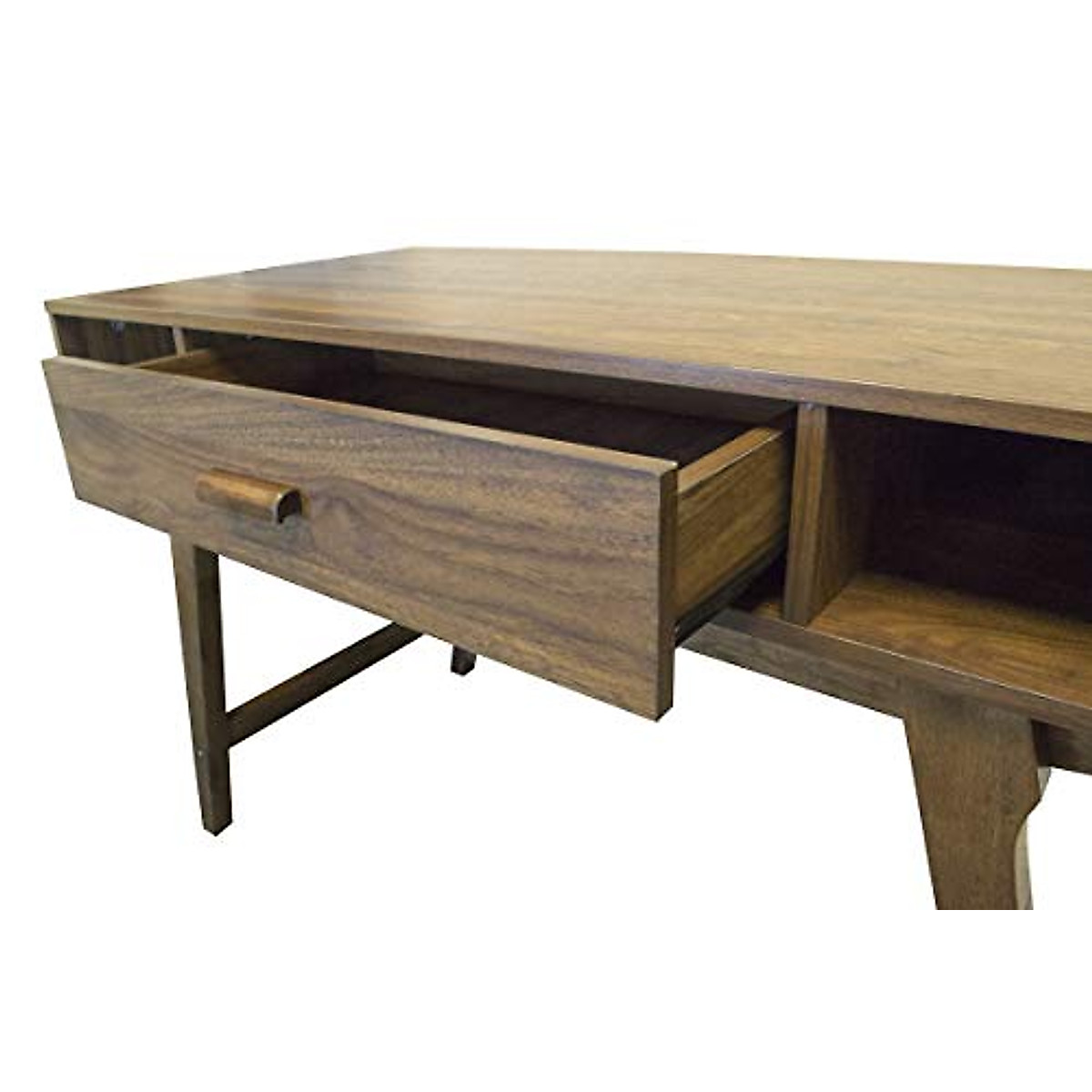 OS Home and Office Model Mid Century One Drawer and Sturdy Legs desk, brown