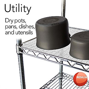 Resilia Shelf Liner Set for Wire Shelving Units – 5 Pack, 14 Inches x 36 Inches, Clear Swirl Spiral Pattern, Anti-Slip, Heavy Duty, Made in The USA, for Kitchen, Bathroom, Garage Storage