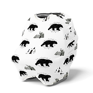 Stretchy Multi Use Cover Car Seat Canopy Woodland Bears Nursing Cover Shopping Cart Baby Cover