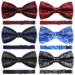YOY Handcrafted Adorable Pet Bow Ties - 6-pack Adjustable Neck 11"-20" Paisley Bowties Dog Collar Neckties Kitty Puppy Grooming Accessories for Doggy Cat, 6 Colors