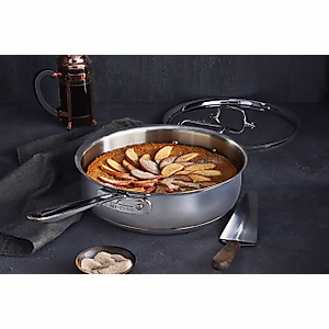 All-Clad 61211SSEURO Copper Core Sauté Pan, Conical with Lid, 28.4 cm, 4 L, Stainless Steel, Suitable for Induction Cookers