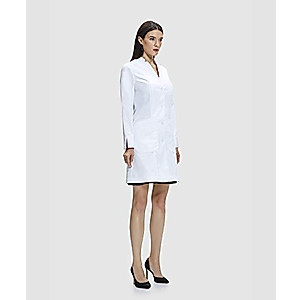 Dr. James Lab Coat Women, Tailored Fit, Fold Back Cuff, White, 35 inch Length (6)