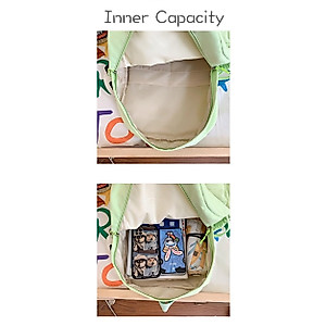 JHTPSLR Preppy Backpack with Plushies Cute Aesthetic Backpack Solid Kawaii Backpack Waterproof Laptop Backpack Casual Daypack (White)