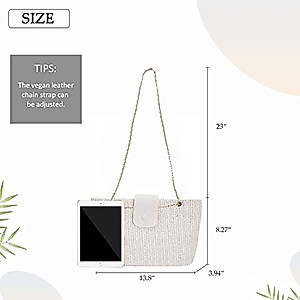 Straw Tote Bags Fashion Satchel Shoulder Handbag Summer Chain Purse Crossbody Beach Bags for Women 2023(White)