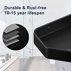 Corner Shower Caddy Organizer, 2 Pack Shower Shelves for Inside Shower, Adhesive Bathroom Wall Shower Organizer Accessories, Space Aluminum Corner Shower Shelf with 4 Hooks