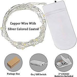 Ehome Fairy String Lights, 12 Pack Fairy Lights Battery Operated, 7.2ft 20LED Christmas Lights Silver Coated Copper Wire Lights Firefly Lights Moon Lights for Party Christmas Decorations Warm White