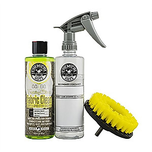 Chemical Guys CWS203 - HOL315 Foaming Citrus Fabric Clean, Easy-to-Use Drill Brush Carpet & Upholstery Fabric Cleaning Kit (Car Carpets, Seats & Floor Mats), 16 fl oz, Citrus Scent