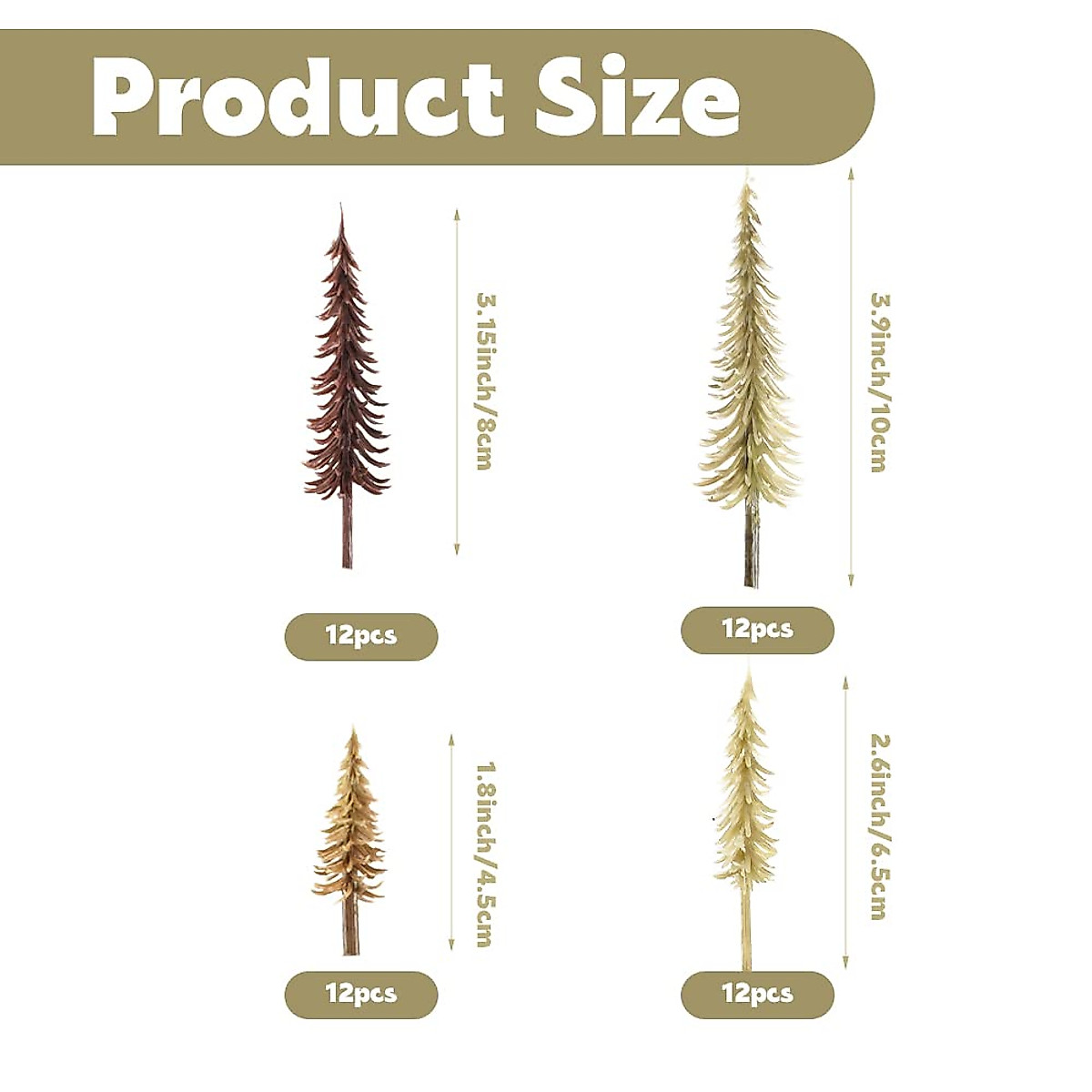 LUEYAO Mini Model Miniature Trees Mixed Train Scenery Architecture Trees Fake Trees for DIY Crafts Building Model Scenery Landscape Brown 1.8-3.9 inch 48 PCS