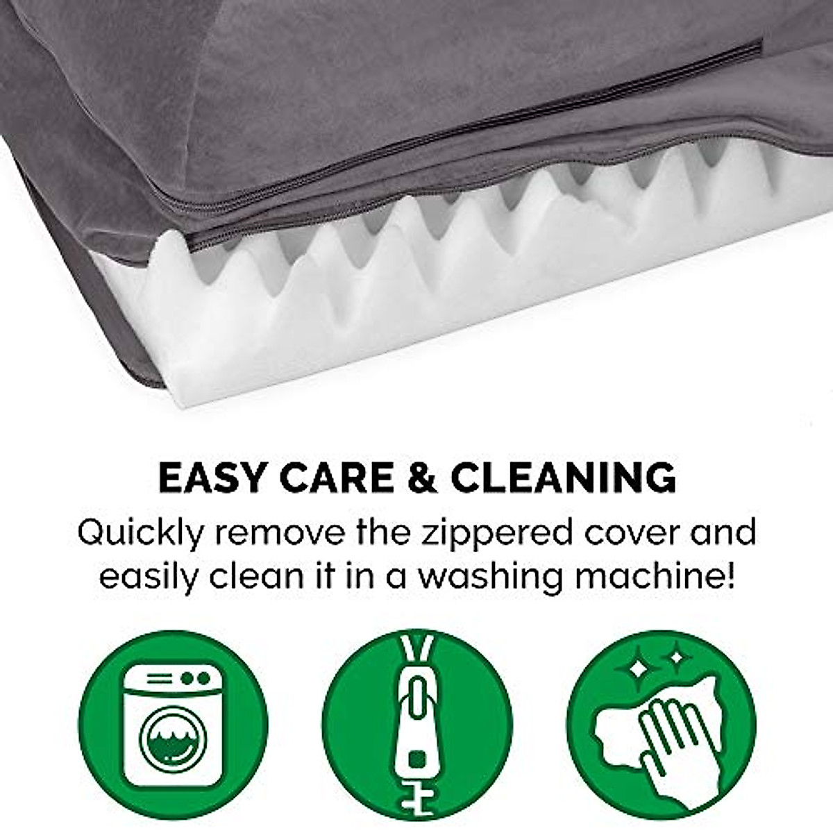 Furhaven Orthopedic Dog Bed for Medium/Small Dogs w/ Removable Bolsters & Washable Cover, For Dogs Up to 35 lbs - Plush & Velvet L Shaped Chaise - Platinum Gray, Medium