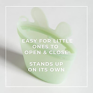 Reusable Snack Bag for Kids. Easy, Quick, Fun Snacks on the Go. Food Grade Silicone, Dishwasher-Safe, Eco-Friendly, Non-Toxic, Strong Seal. Great for Travel, School or Home.  (Semi-Transparent Green)