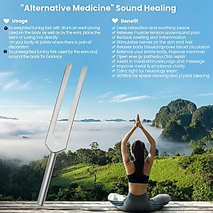 4Pcs Tuning Fork Medical Sound Healing Set(128Hz, OM 136.1Hz, MI 528Hz, 4096Hz), Tuning Fork Chakra Solfeggio Meditation Biofield Heart Aluminum Weighted Otto Body Tuner Angel Activator Hammer Mallet