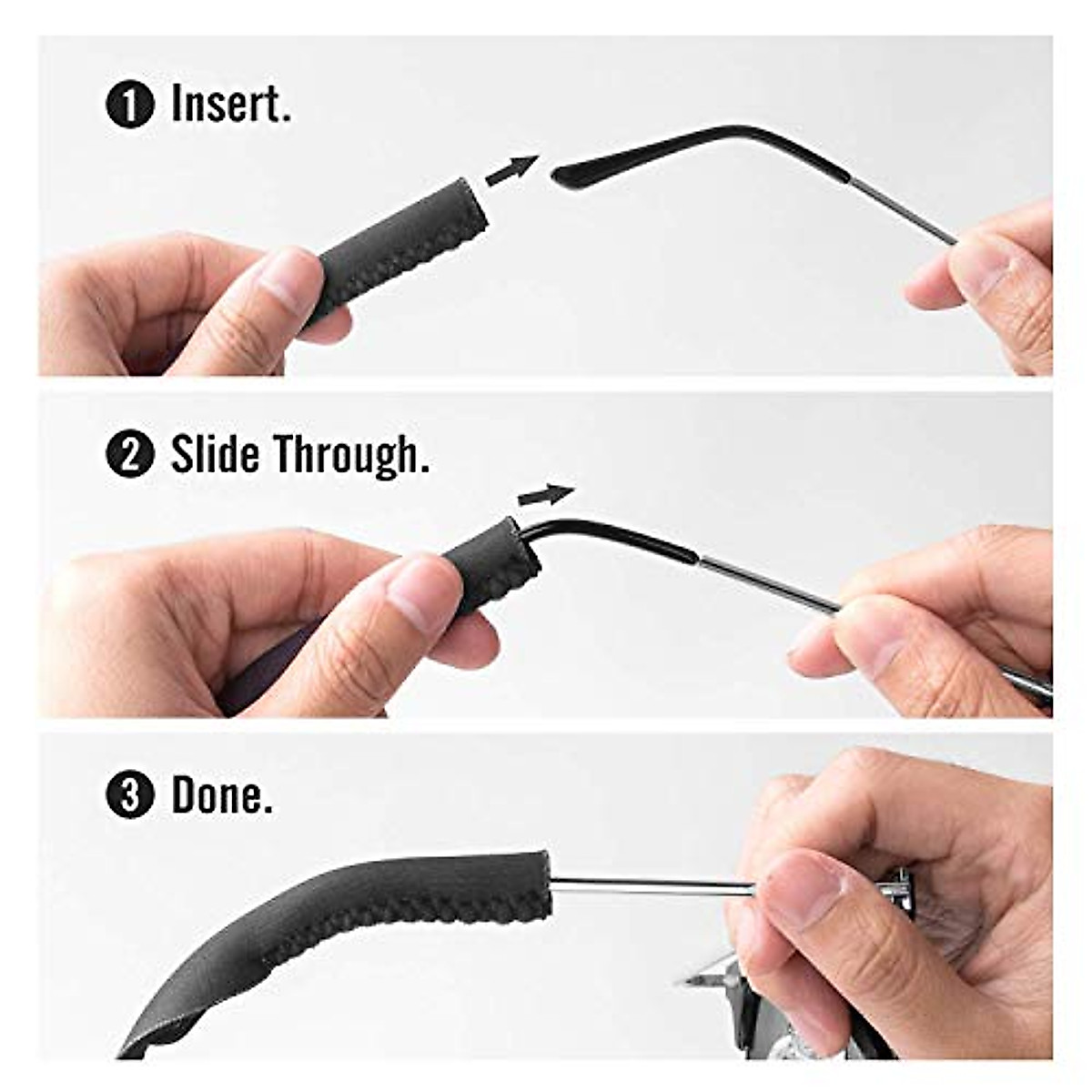 FRRIOTN Men/Women Sunglass Straps, Safety Eyewear Retainer, Neoprene-Ideal for Sports&Outdoor, Fit Most Glasses,5pack(Black)