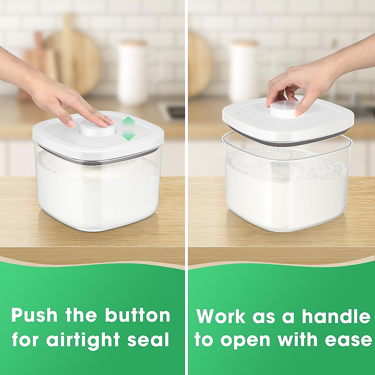 TBMax Flour Storage Container -10 Lbs / 5.28 Qt Rice Container with Pop Up Lid & Measuring Scoop for Flour, Cereal, Dry Food Storage and Kitchen Pantry Organization